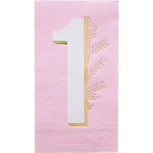 JOLLITY & CO First Birthday Guest Napkins - Pink