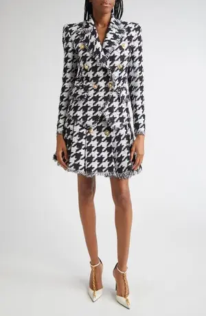 Balmain Houndstooth Fringe Jacket