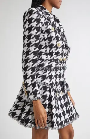 Balmain Houndstooth Fringe Jacket