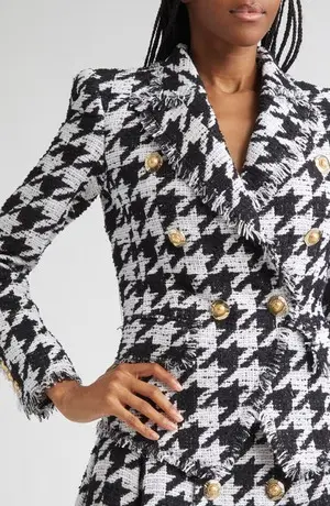 Balmain Houndstooth Fringe Jacket