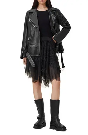 ALLSAINTS Jayde Handkerchief Hem Tulle Skirt - Black