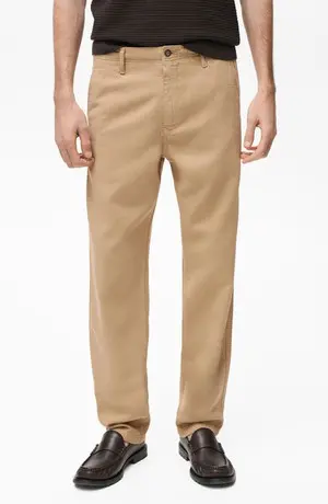 Mango Slant Pocket Straight Leg Jeans - Beige