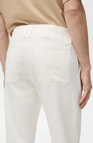 Mango Slant Pocket Straight Leg Jeans - Off White