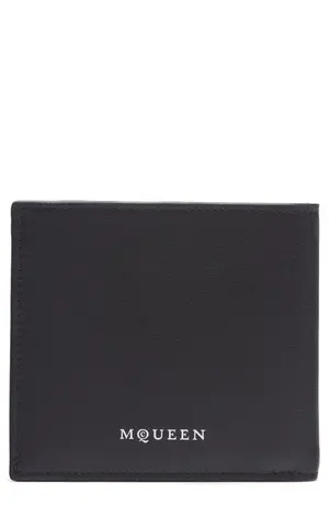 Alexander McQueen Leather Biffold Wallet Black/silver