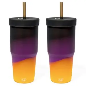 SILIPINT 32oz Silicone Straw Tumblers 2 Pack - Multicolored