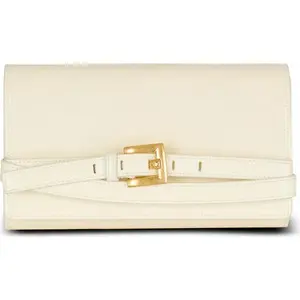 Balmain Crinkled Leather Wallet With Shuffle Chain Beige