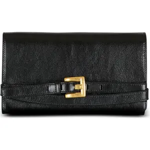 Balmain Crinkled Leather Wallet With Shuffle Chain - Black