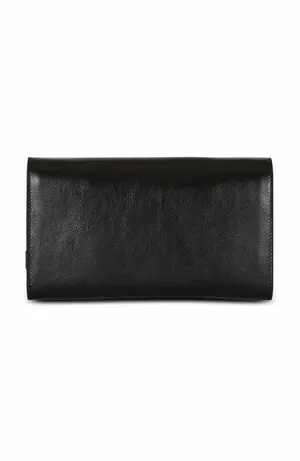 Balmain Crinkled Leather Wallet With Shuffle Chain - Black