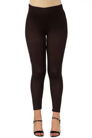 24SEVEN COMFORT APPAREL Maternity Stretch Ankle Length Leggings - Brown