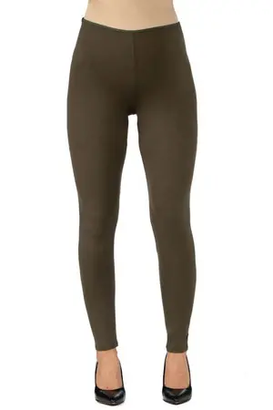 24SEVEN COMFORT APPAREL Maternity Stretch Ankle Length Leggings - Olive