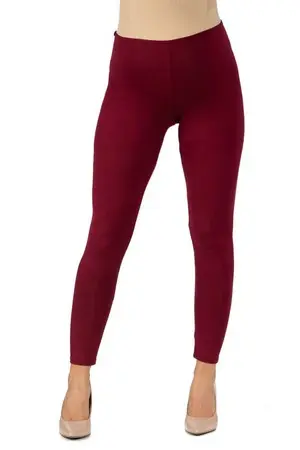 24SEVEN COMFORT APPAREL Maternity Stretch Ankle Length Leggings - Wine