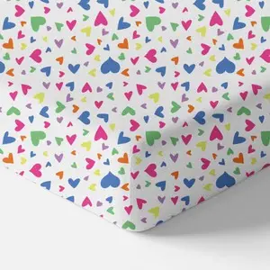 NORANI Organic Fitted Crib Sheet - Rainbow Hearts