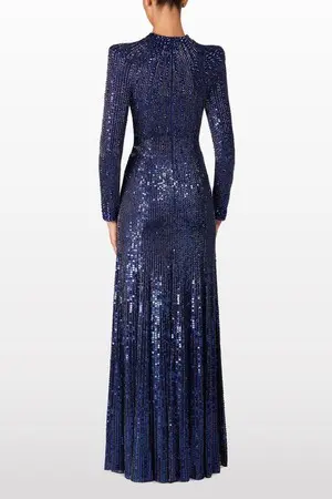 Jenny Packham Aurora Sequined Gown - Light Navy