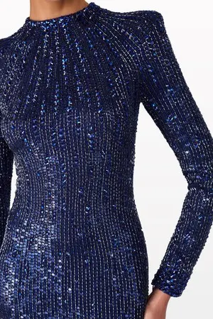 Jenny Packham Aurora Sequined Gown - Light Navy
