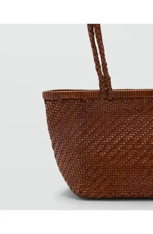 Mango Braided Shoulder Bag - Leather