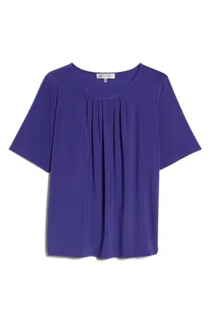 KASPER Pleat Neck Knit Top - Regal Purple