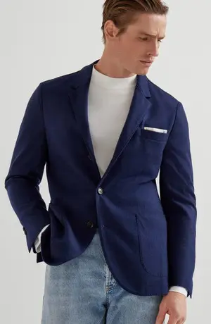 Brunello Cucinelli Cashmere Jersey Blazer - Blue