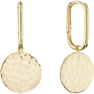 ATHRA LUXE Hammered Disc Huggie Hoop Earrings - Gold