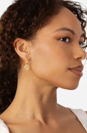ATHRA LUXE Hammered Disc Huggie Hoop Earrings