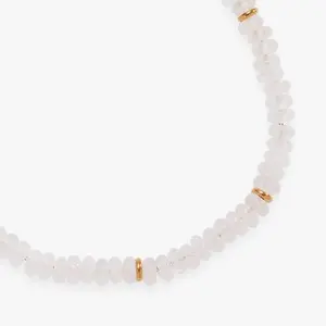 ALEX AND ANI Clear Quartz Beaded Anklet - White/gold
