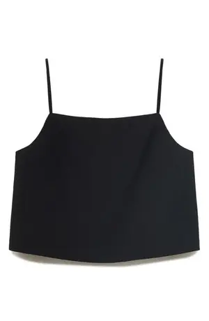 Mango Button-back Cropped Camisole - Black