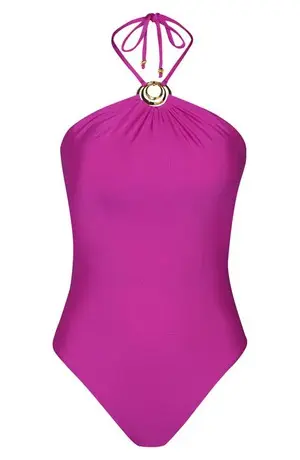 SUNSHINE 79 Solid Halterneck One-piece Swimsuit - Bright Violet