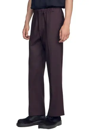 Sandro Elasticated Wide-leg Cotton Trousers - Chocolate