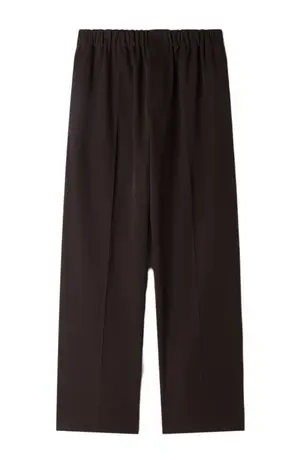 Sandro Elasticated Wide-leg Cotton Trousers - Chocolate