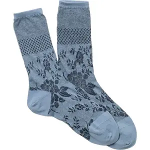 Natori Floral Fields Crew Socks Denim