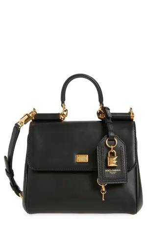 Dolce & Gabbana My Sicily Plongé Leather Top Handle Bag - 80999 Nero
