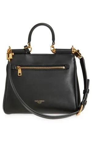 Dolce & Gabbana My Sicily Plongé Leather Top Handle Bag - 80999 Nero