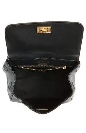 Dolce & Gabbana My Sicily Plongé Leather Top Handle Bag - 80999 Nero