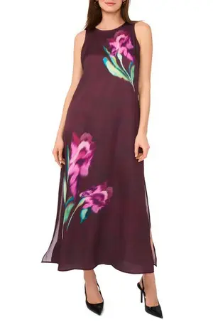 Vince Camuto Floral Print Sleeveless Maxi Dress In Grape Wine - 40% Off |  Editorialist