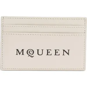 Alexander McQueen Leather Card Case - Bone/black