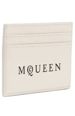 Alexander McQueen Leather Card Case - Bone/black