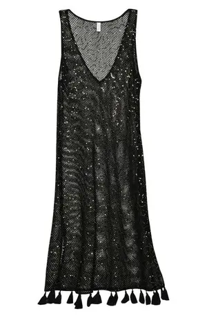 SUNSHINE 79 Shine Open Stitch Cover-up Dress - Black