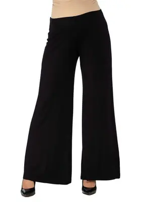 24SEVEN COMFORT APPAREL Maternity Palazzo Pants - Black