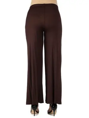 24SEVEN COMFORT APPAREL Maternity Palazzo Pants - Brown