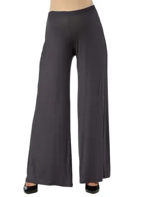 24SEVEN COMFORT APPAREL Maternity Palazzo Pants - Charcoal