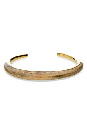 SOKO Sabi Teak Mixed Media Cuff Bracelet - Gold