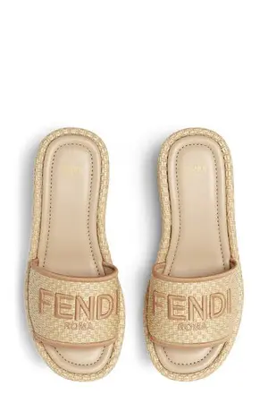 Fendi Sunshine Platform Wedge Slide Sandal