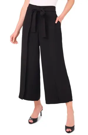 CECE DUPRAZ Tie Waist Crop Wide Leg Trousers