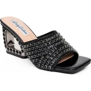 LADY COUTURE Rhinestone Jewel Heel Slides - Black