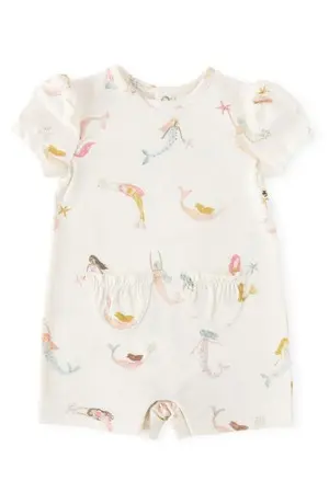 PEHR Puff Sleeve Organic Cotton Romper - Mermaid Melody
