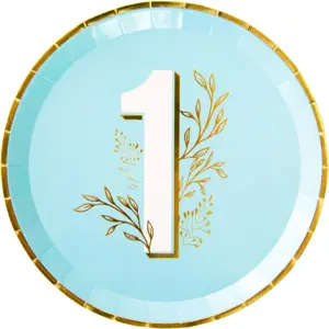 JOLLITY & CO First Birthday Paper Plates - Blue