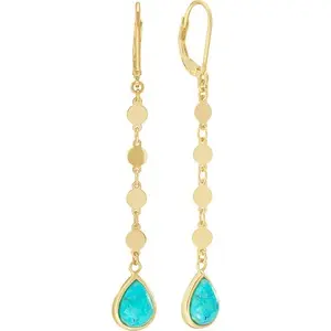 ATHRA LUXE Flat Disc Turquoise Drop Earrings - Turquoise/gold
