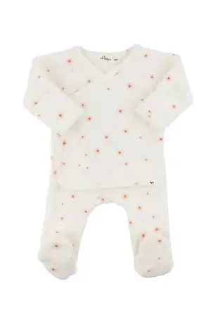 OH BABY! Mini Daisies Pointelle Kimono Set - Snow