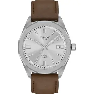 TISSOT PRC 100 Solar Quartz Strap Watch Silver