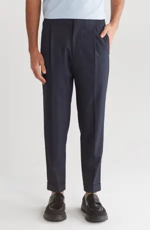 REISS Relaxed Tapered Pleated Pants - Navy