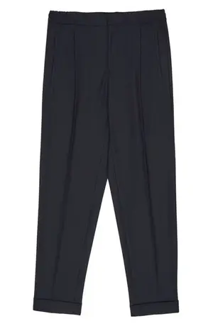 REISS Relaxed Tapered Pleated Pants - Navy